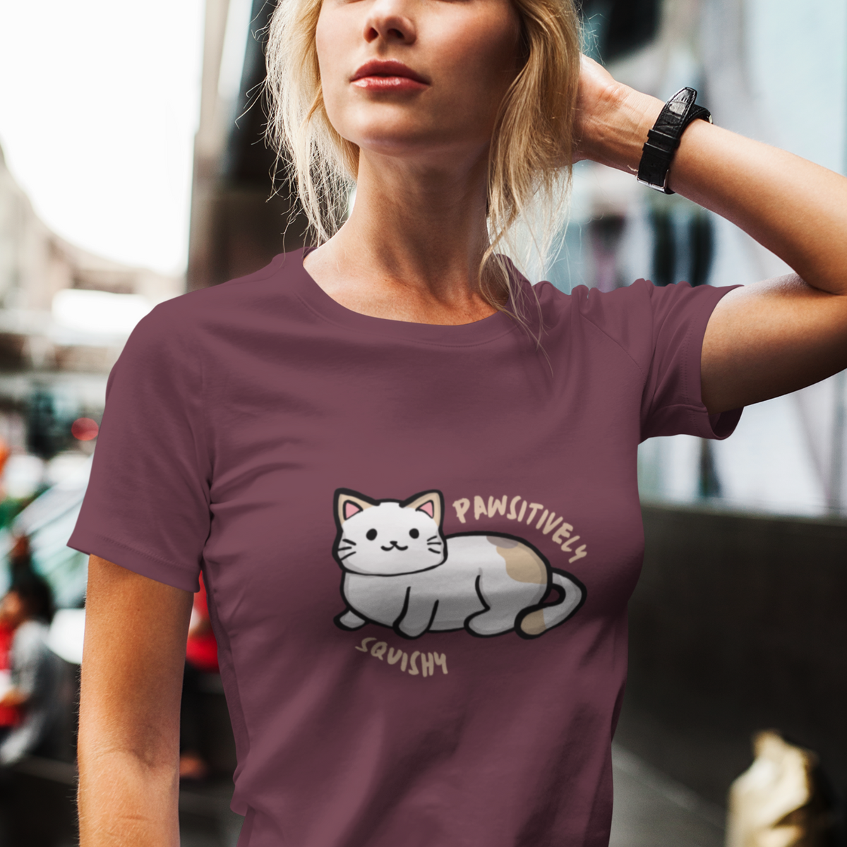 Cat T-shirt: Pawsitively Squishy - Chubby Cat Art on a Japanese-Inspir ...