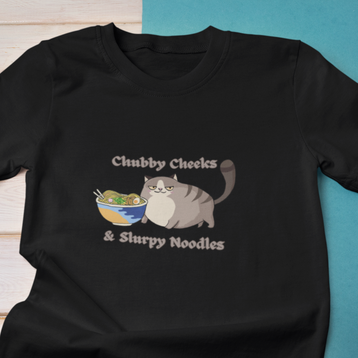 Ramen T-Shirt: Chubby Cheeks and Slurpy Noodles with Mochi Cat - Japan ...